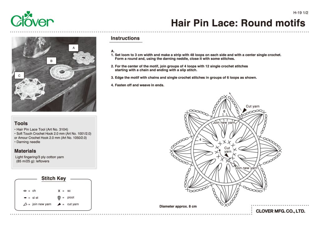 Hair Pin Lace: Round motifs - Craft - Projects - CLOVER