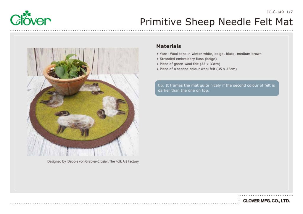 Primitive Sheep Needle Felt Mat - Craft - Projects - CLOVER