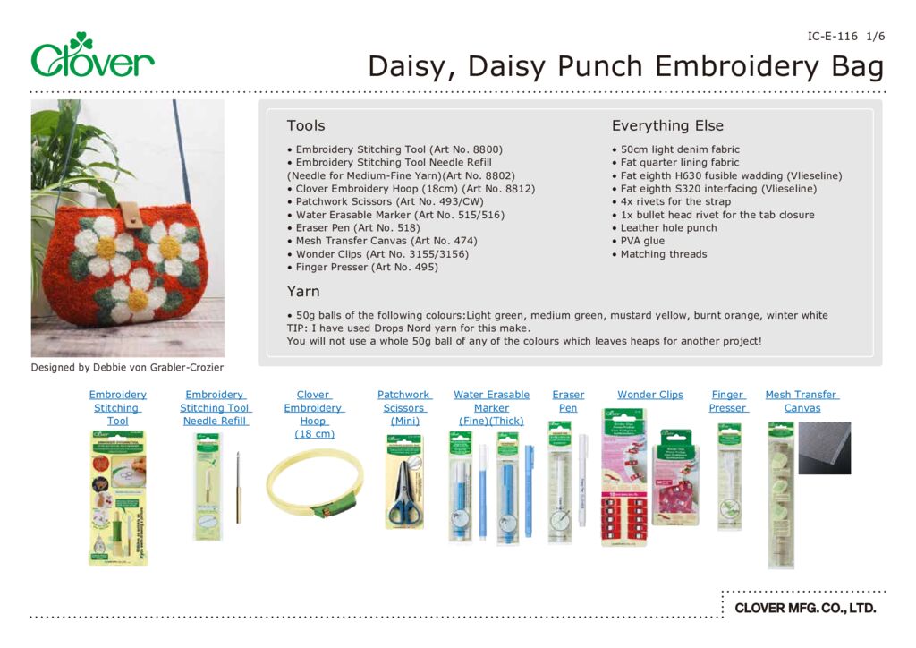 Daisy, Daisy Punch Embroidery Bag – Home