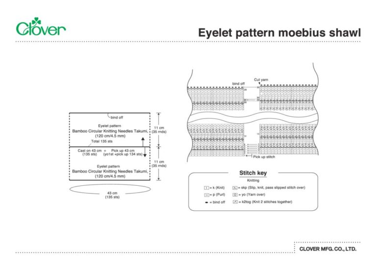Eyelet pattern moebius shawl - Knitting - Projects - CLOVER