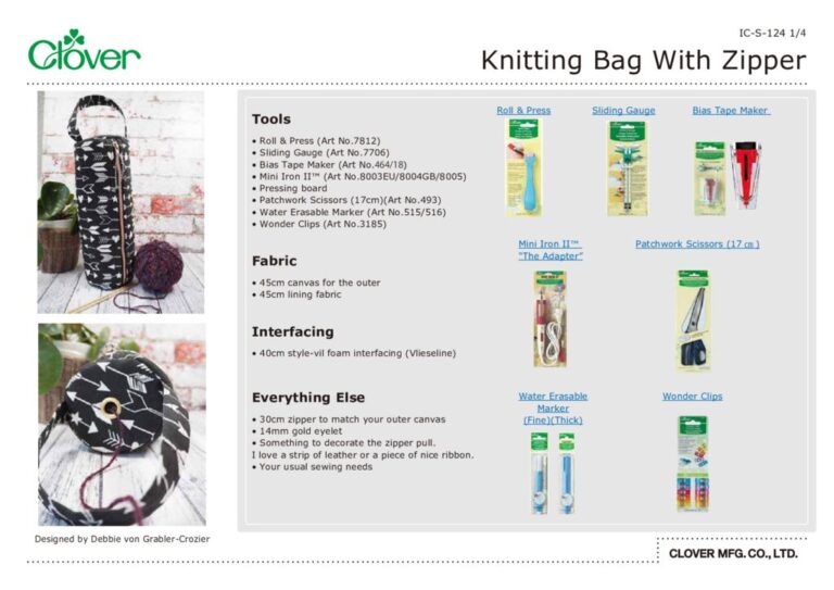 Knitting Bag With Zipper - Sewing / Patchwork - Projects - CLOVER