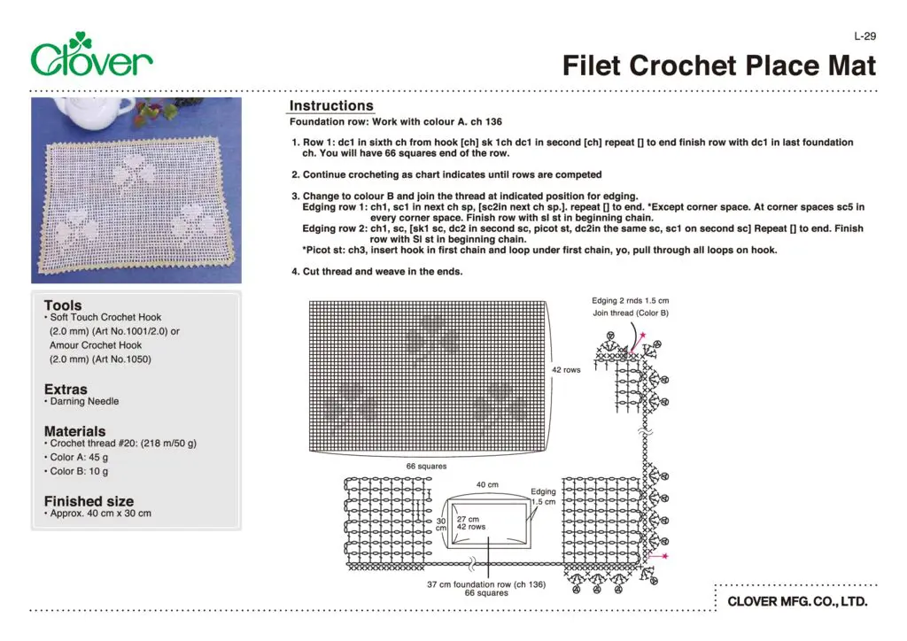 Filet Crochet Place Mat - Crocheting - Projects - CLOVER
