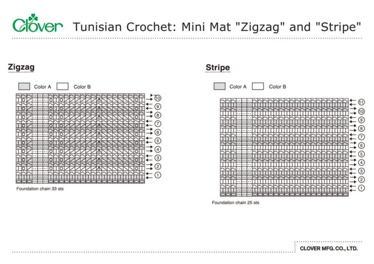 Tunisian Crochet: Mini Mat “Zigzag” and “Stripe” - Crocheting ...